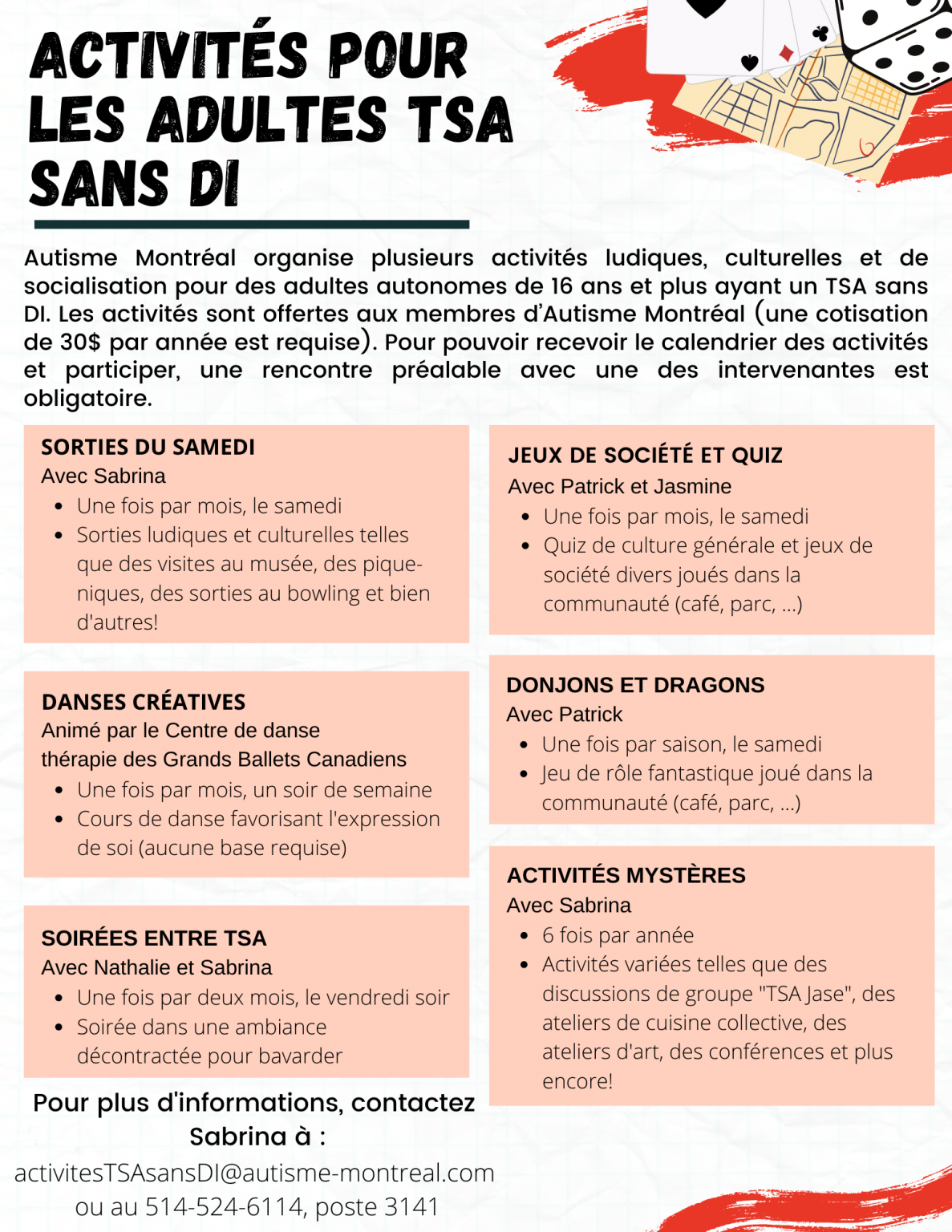 Autisme Montréal » Activités TSA sans DI