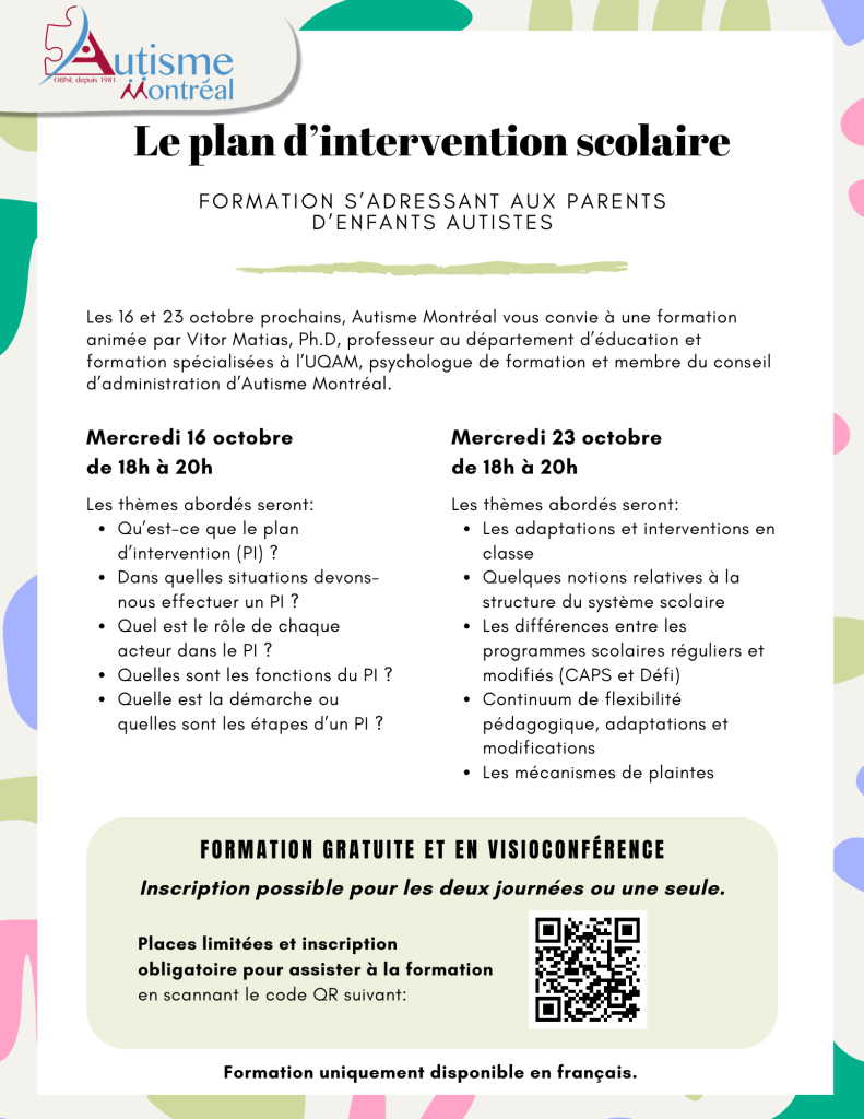 Autisme Montréal » Formation « Le plan d’intervention scolaire » / 16 ...